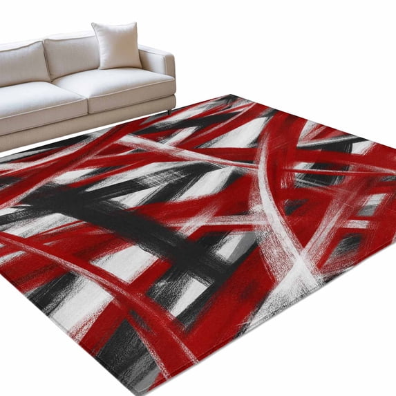 Abstract Red Waves Washable Rug 4x6 Area Rug for Living Room Bedroom ...