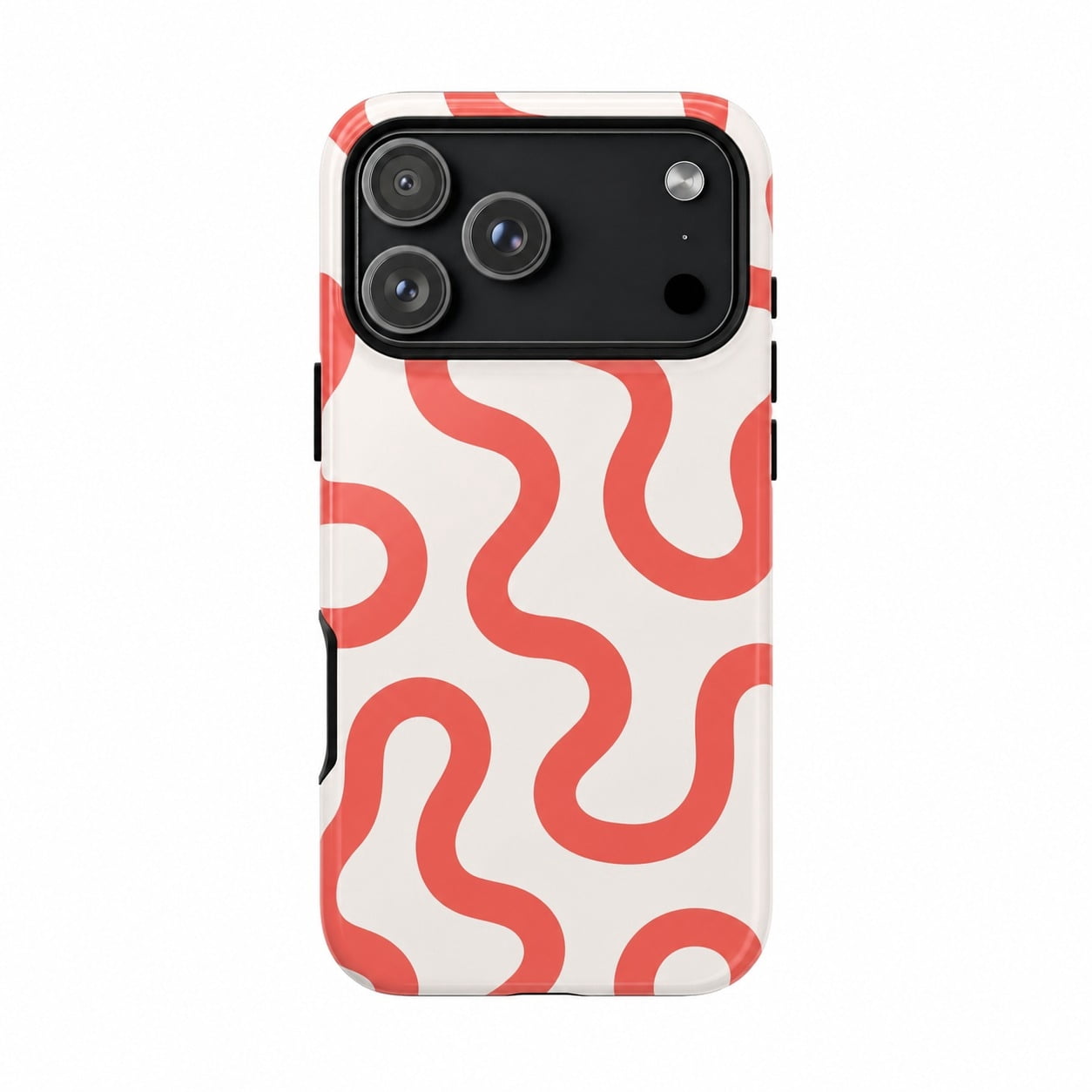 Abstract Red Wavy Tough Case for Apple iPhone, Dual-Layer Polycarbonate ...