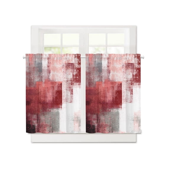 Abstract Red White Gradient Short Blackout Curtains 36 Inch Long,Retro ...
