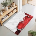 Abstract Red White Marble Texture Rectangle Rug 2'x3' Vintage Waves ...