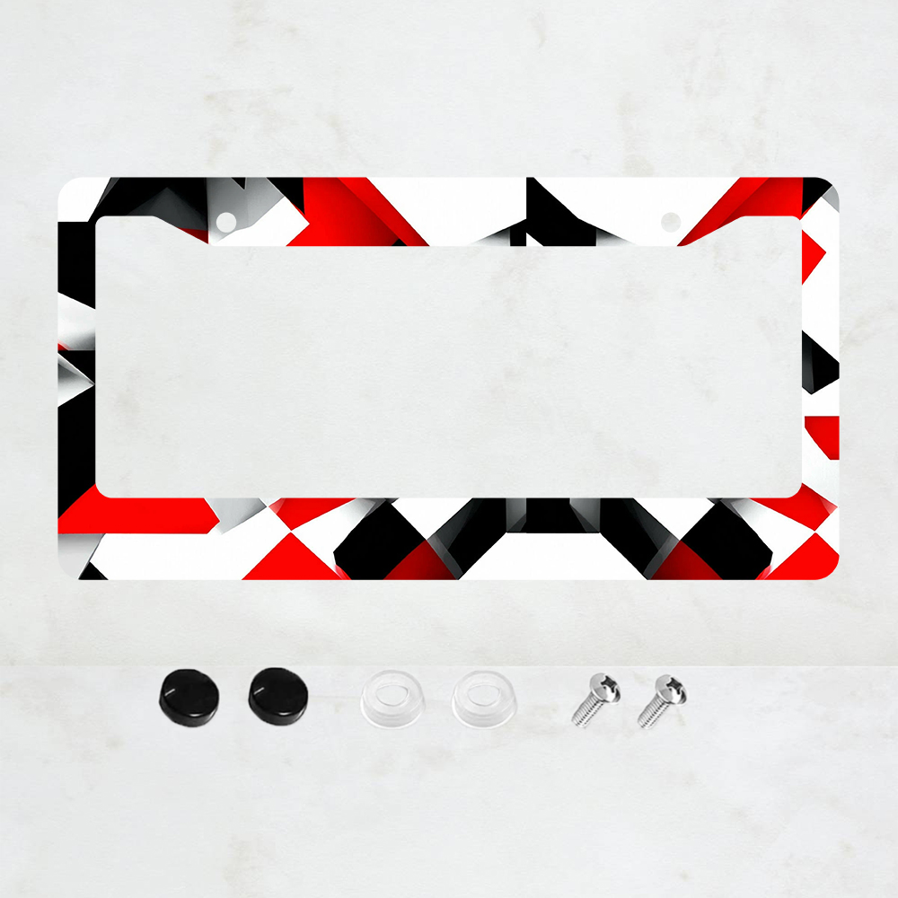 Abstract Red and White Pattern Design License Plate Frame Germany ...