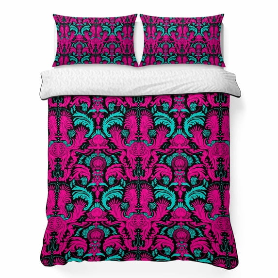 Abstract Retro 3 Piece Quilt Bedding Set with 2 Pillow Shams, Feather ...
