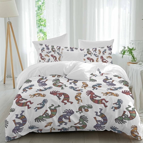 Abstract Retro 4 Piece Duvet Cover Set Full Size Tribes Man Playing ...