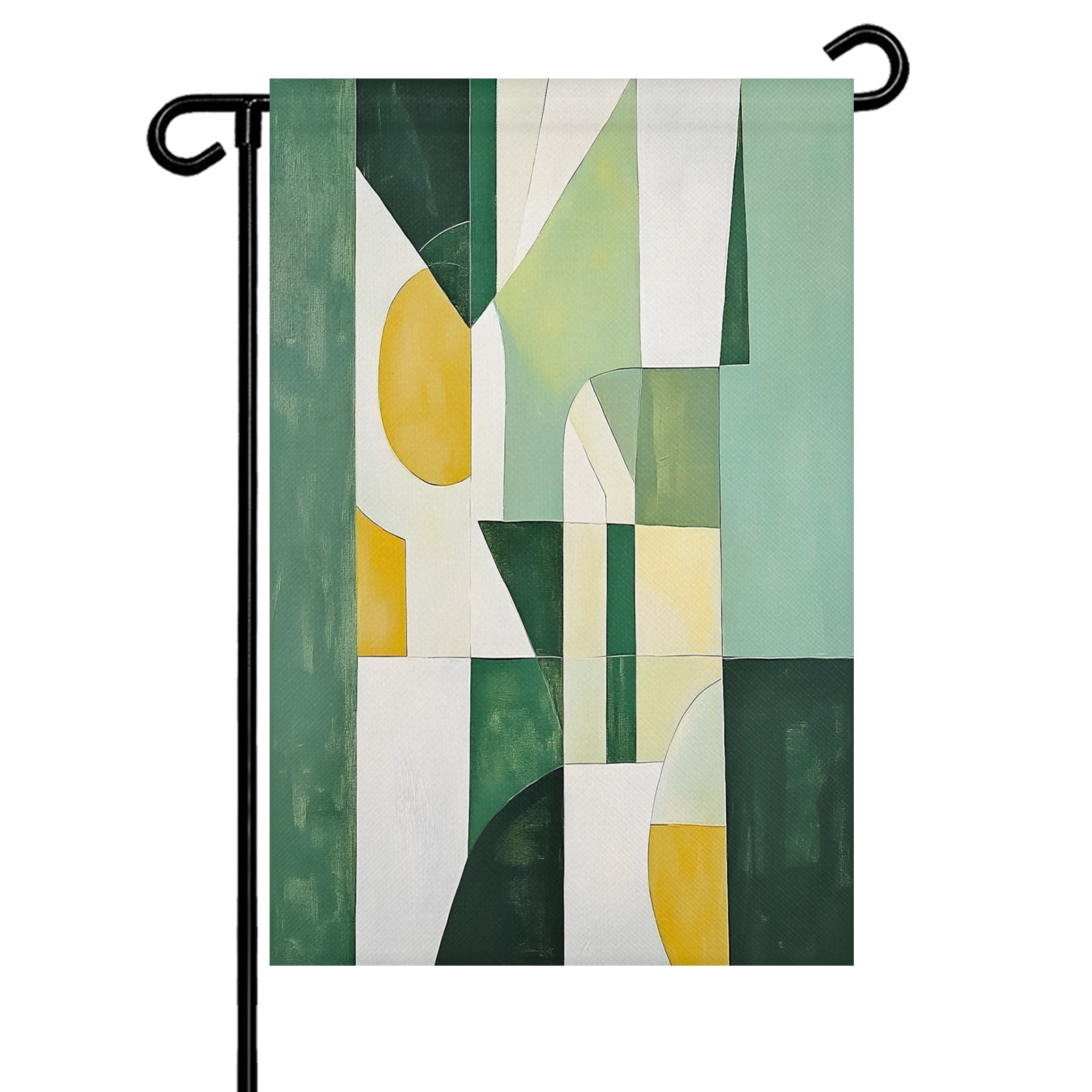 Abstract Retro Art Garden Flag 28x40 Inch Watercolor Green Geometric ...