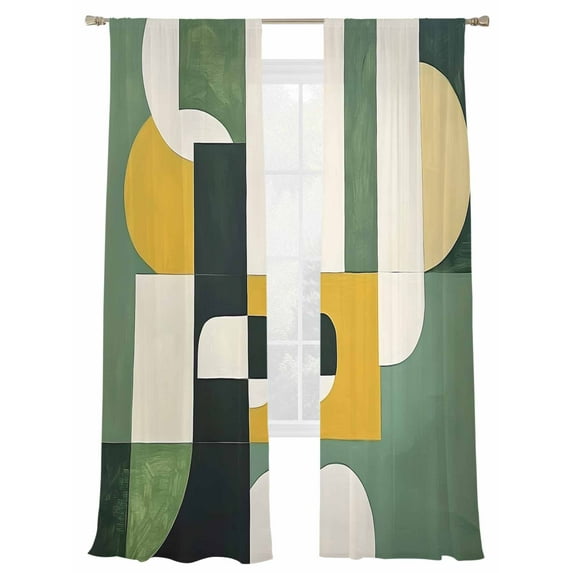 Abstract Retro Art Sheer Curtains for Living Room Bedroom, Light ...