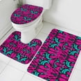 Abstract Retro Bathroom Rugs Set Feather Dot Pink Green Black Texture ...