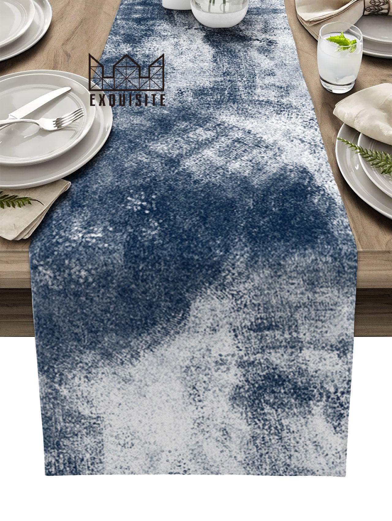 Abstract Retro Blue Grey Wedding r Table Runners Coffee Table Kitchen ...