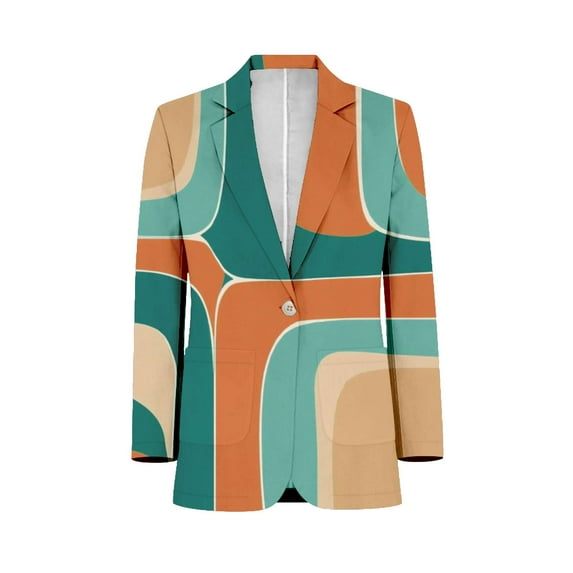 Abstract Retro Color Block Art Customized Men's Suits full man Shawl ...