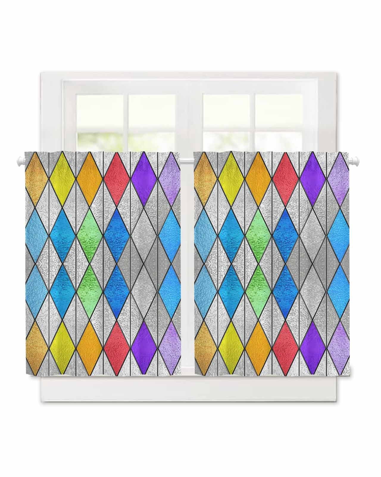 Abstract Retro Colorful Glasses Short Blackout Curtains 45 Inch Long ...