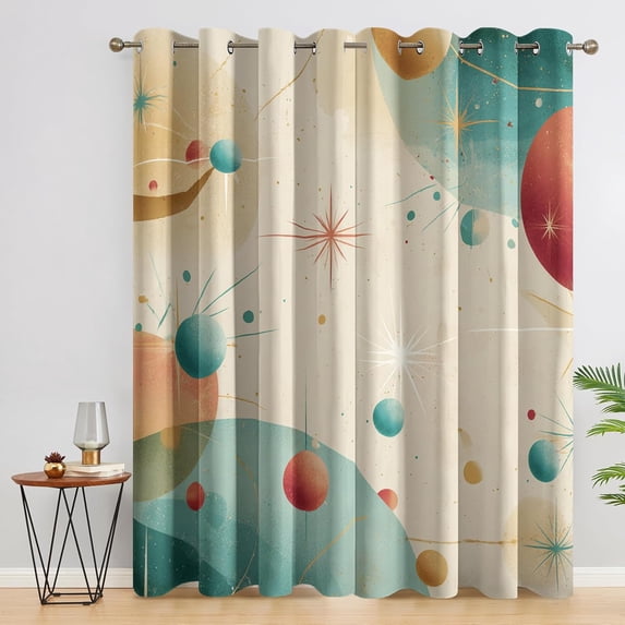 Abstract Retro Curtains for Bedroom Decor, 2 Panels Set, Contemporary ...