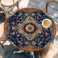 Abstract Retro Ethnic Pattern Round Fitted Tablecloth with Elastic Edge ...