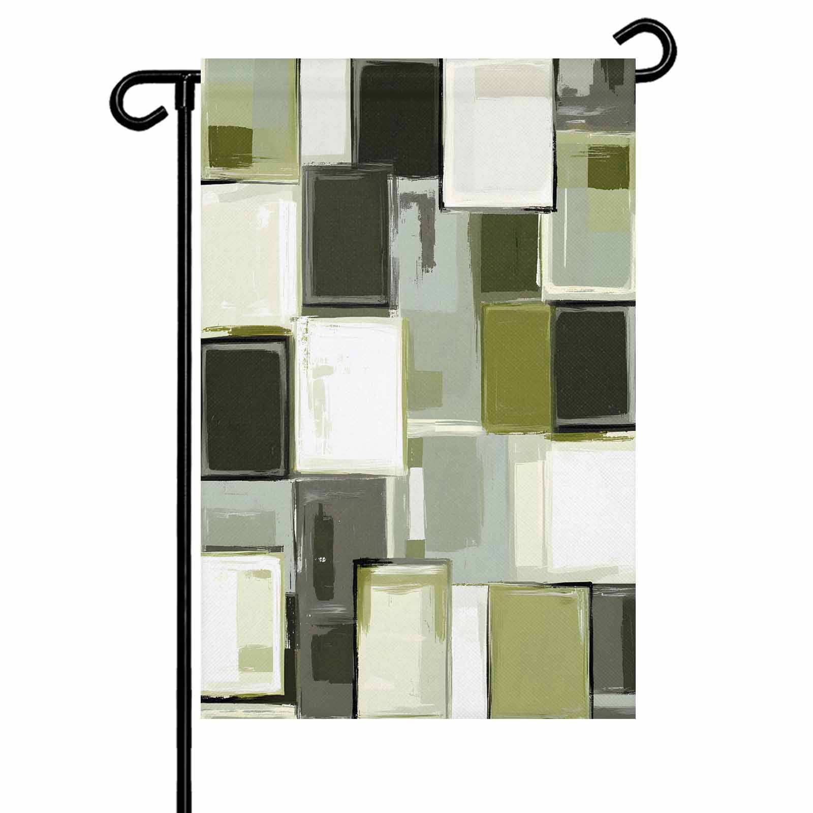 Abstract Retro Garden Flags for Outside Geometric Block Pattern Double ...