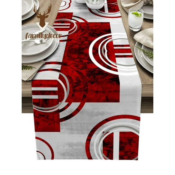 Abstract Retro Geometric Urban Marble Print Table Runners Flag Dining ...