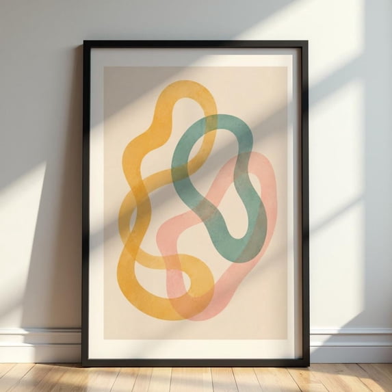 Abstract Retro Line Art Print Minimalist Mid Century Wall Decor Boho ...