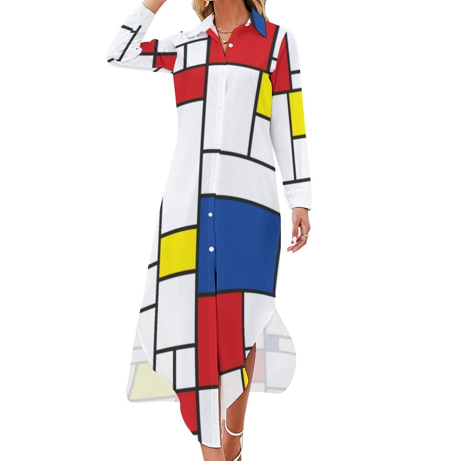 Abstract Retro Mod Chiffon Dress Sexy V Neck Two T Sunburst Kawaii ...