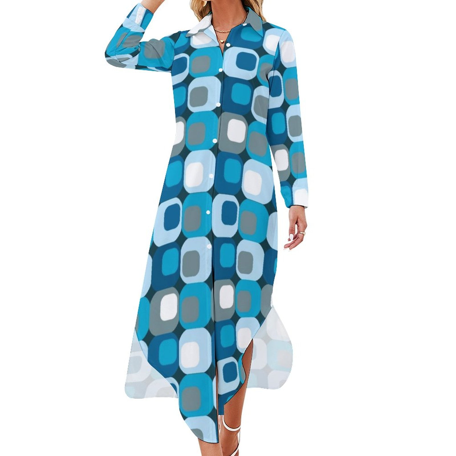 Abstract Retro Mod Chiffon Dress Sexy V Neck Two T Sunburst Kawaii ...