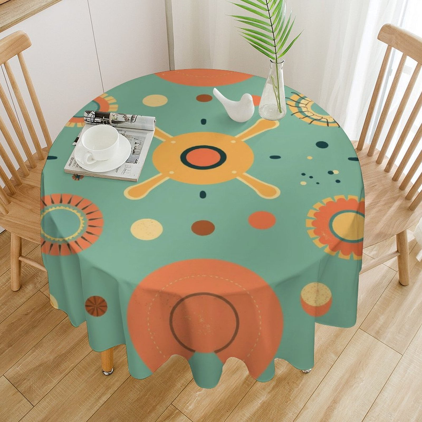 Abstract Retro Pattern Round Tablecloths Circular Table Cover Washable ...