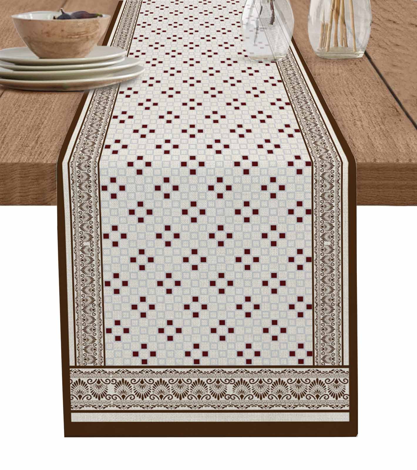 Abstract Retro Patterned Checkerboard Table Runners for Dining Room ...
