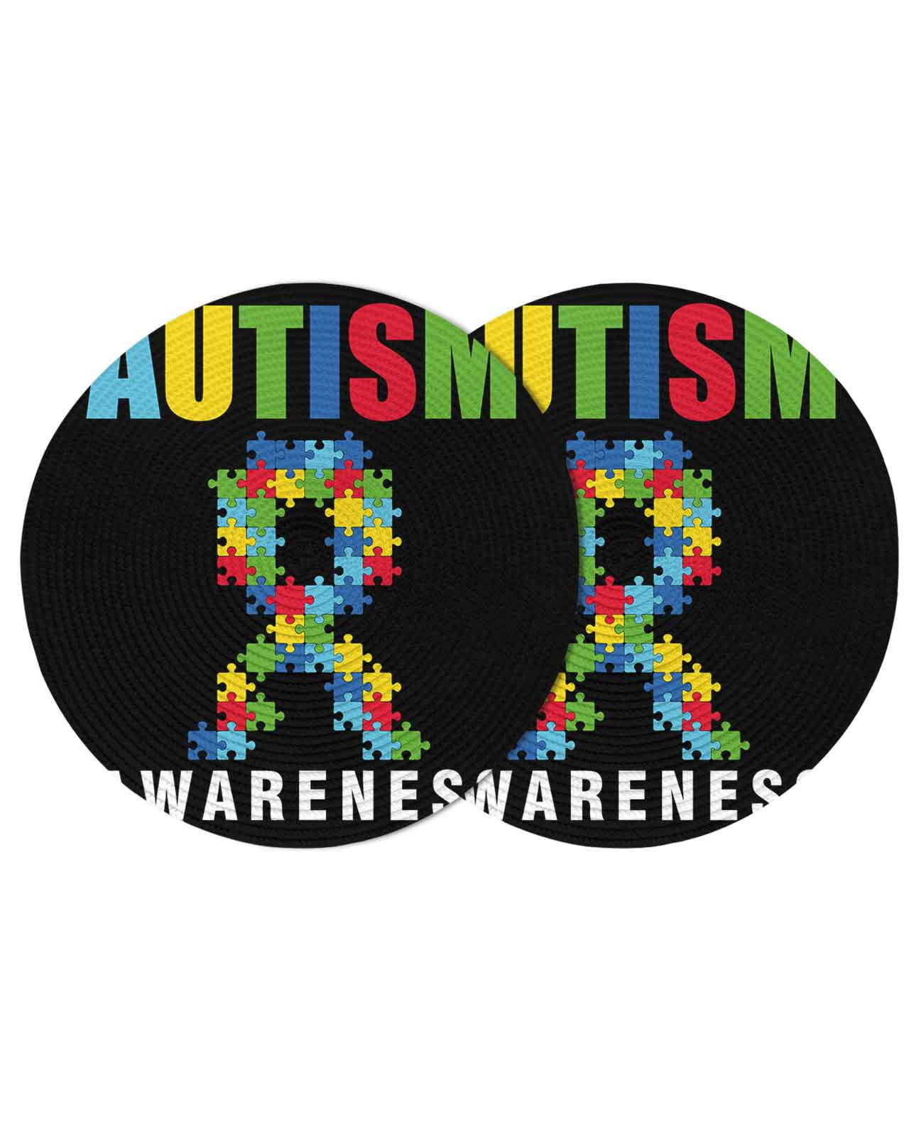 Abstract Retro Round Table Placemats set of 2, Autism Awareness Jigsaw ...