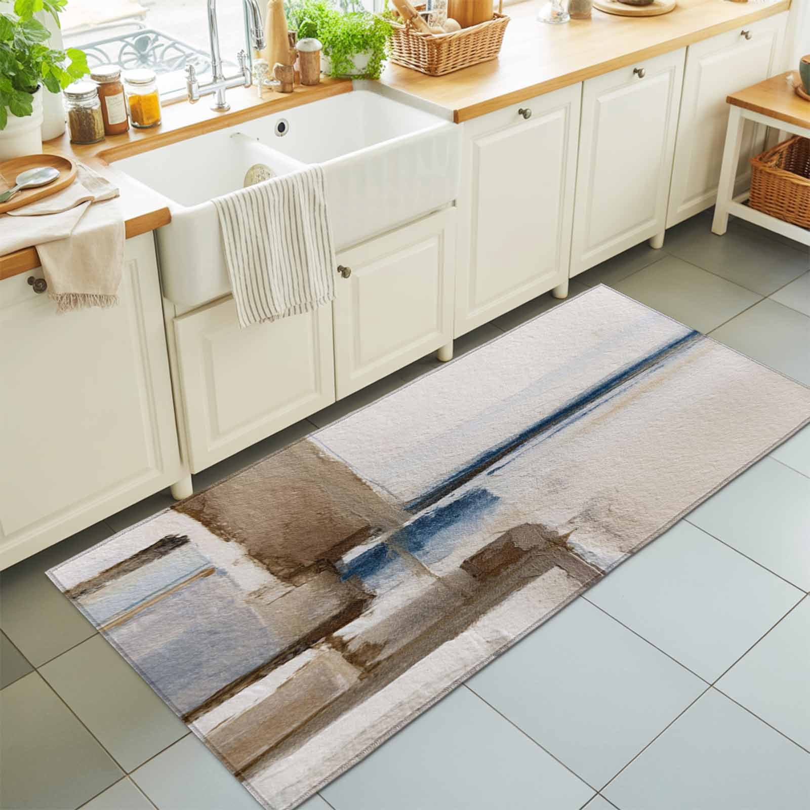 Abstract Retro Shabby Wall Rectangle Area Rug 2x6ft,Living Room Rug Non ...
