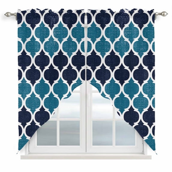 Abstract Retro Swag Curtain Valance for Window 2 Panels Moroccan Blue ...