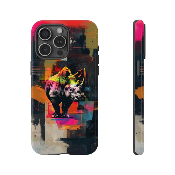 Abstract Rhino Animal Art Pattern iPhone Case for iPhone 17 to 11 Pro ...