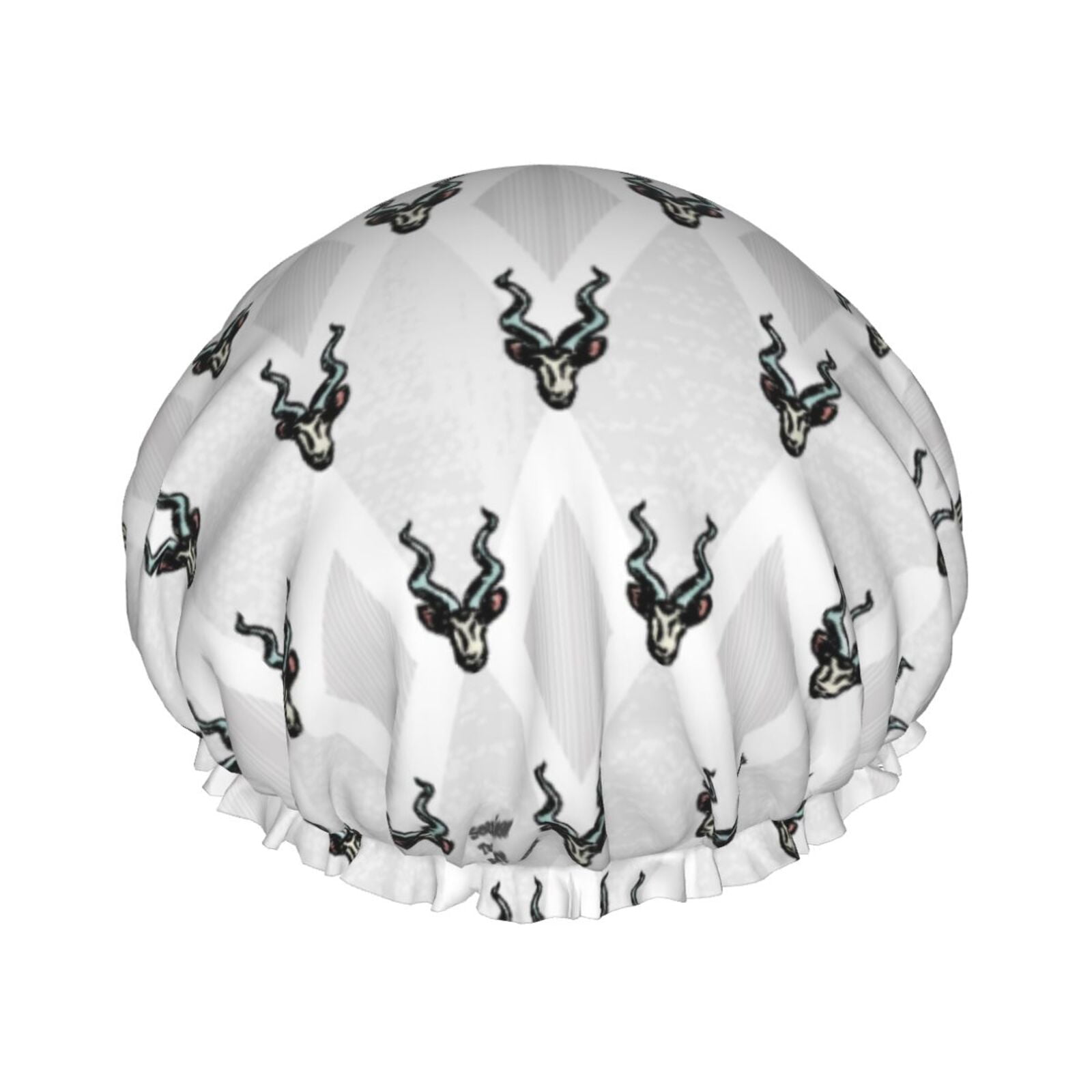Abstract Rhombus Goat Head Shower Cap, Reusable Bath Hair Hat for all ...