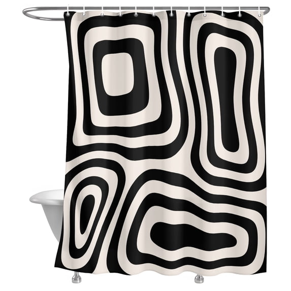 Abstract Ribbon Bands Shower Curtain, Modern Minimalist Boho Black ...