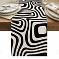 Abstract Ribbon Bands Table Runner, Modern Minimalist Boho Black White ...