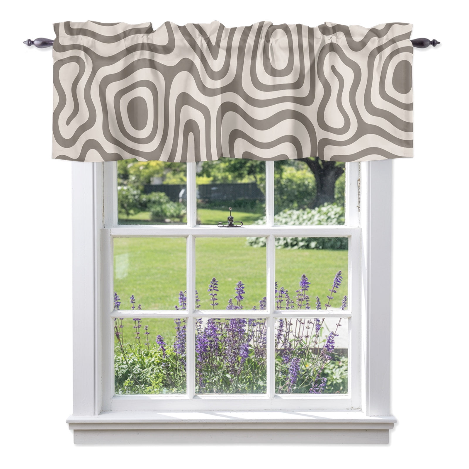 Abstract Ribbon Bands Valances for Windows Modern Minimalist Boho Beige ...