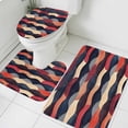 Abstract Ripple Bathroom Rugs Set Impressionist Red Blue Line Non Slip ...