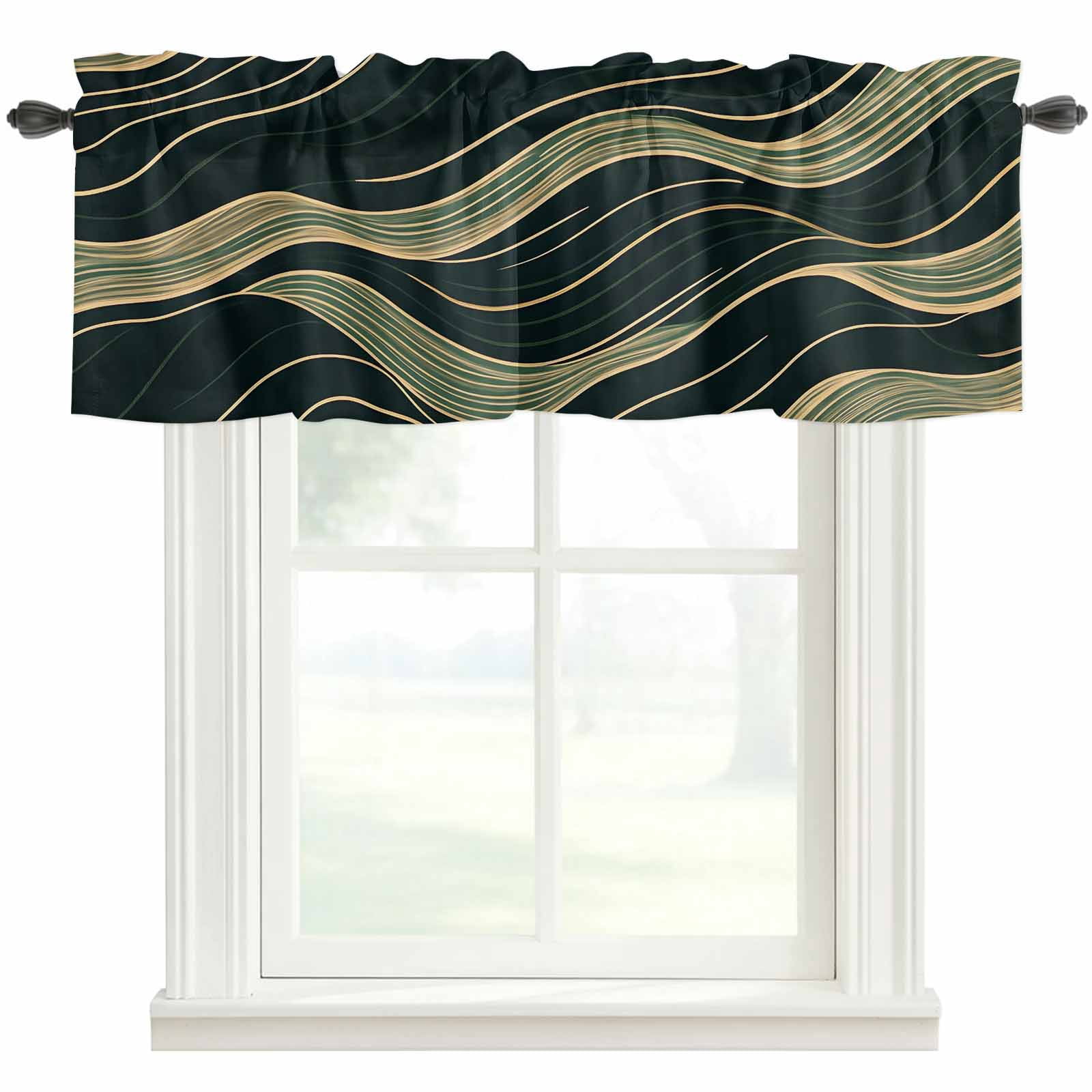 Abstract Ripple Window Valance Curtain Modern Art Rod Pocket Short ...