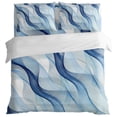 Abstract Ripples Blue White Lines King Size Bed Set,Coastal Ocean Waves ...