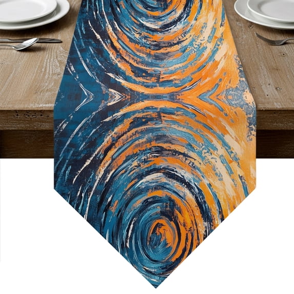 Abstract Ripples Table Runner Linen Burlap Table Runner 60 Inches Long ...