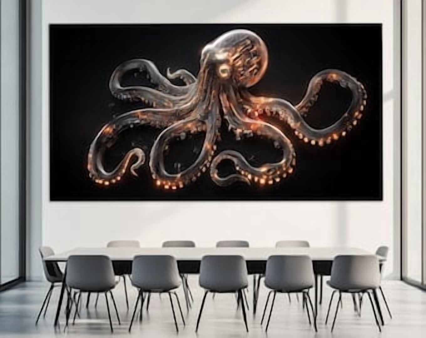 Abstract Robot Octopus Canvas Print, Microchip Wall Art, Octopus Wall ...