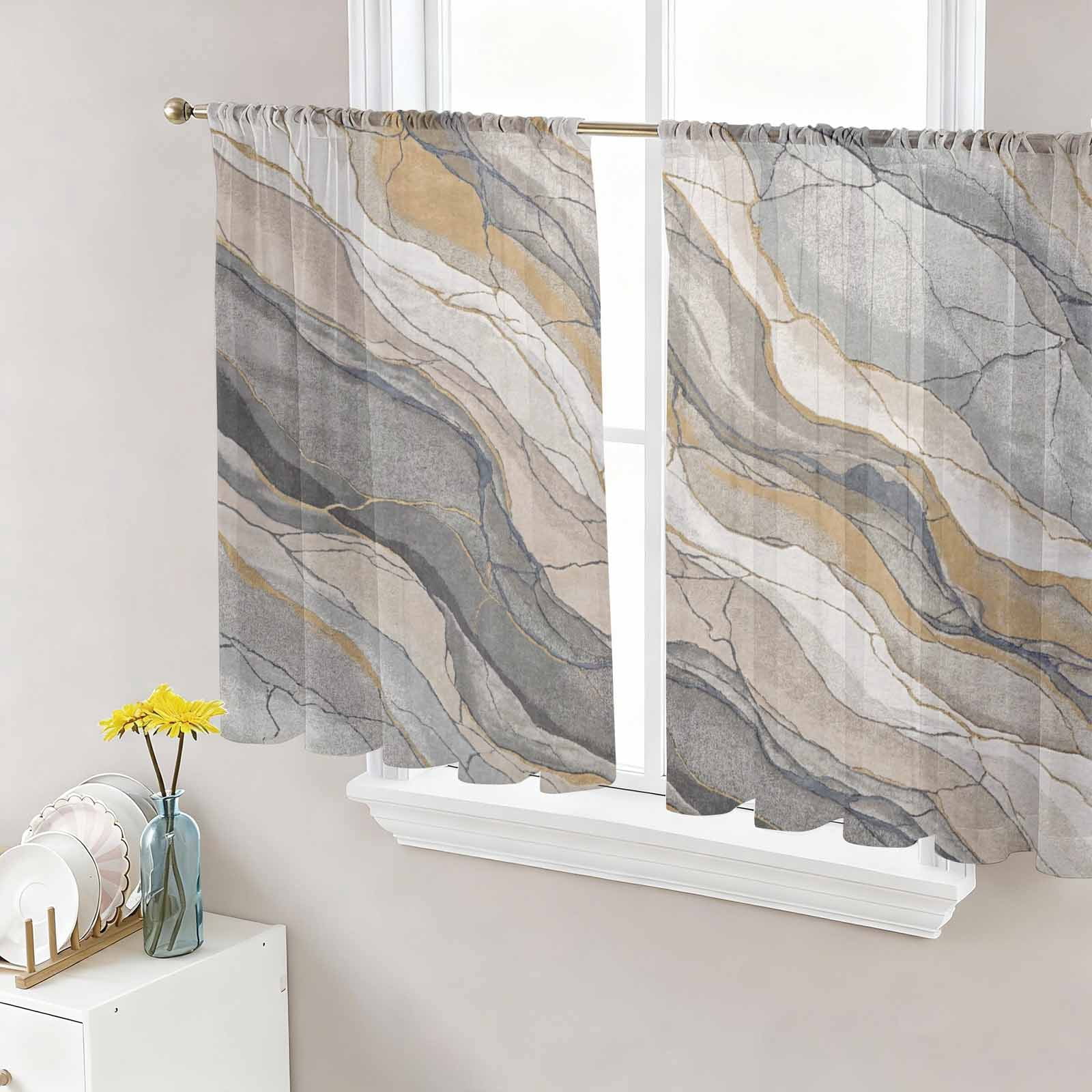 Abstract Rock Strata Sheer Curtains for Living Room Bedroom, Industrial ...