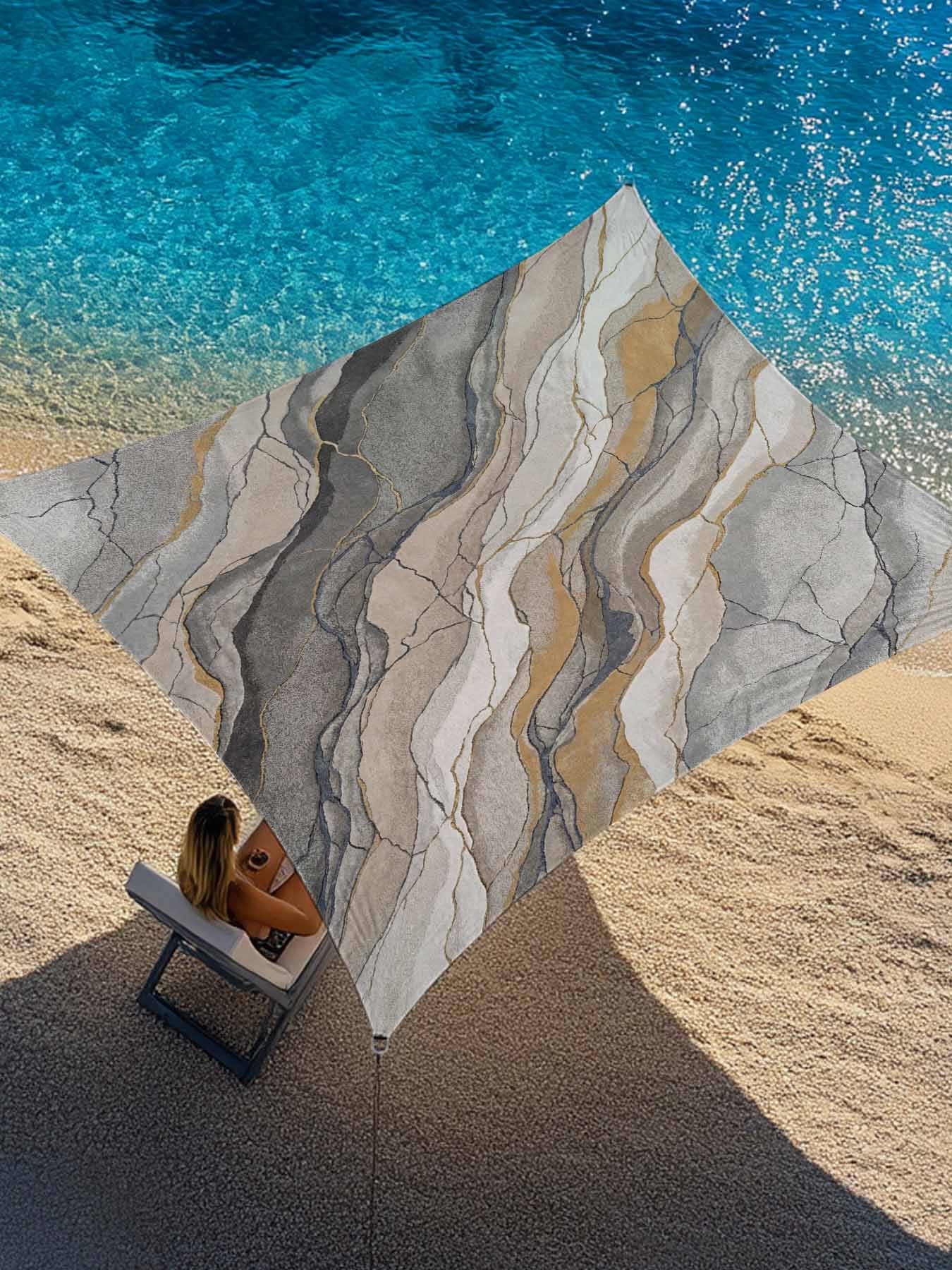 Abstract Rock Strata Sun Shade Sail 8' x 10', Industrial Style Layered ...