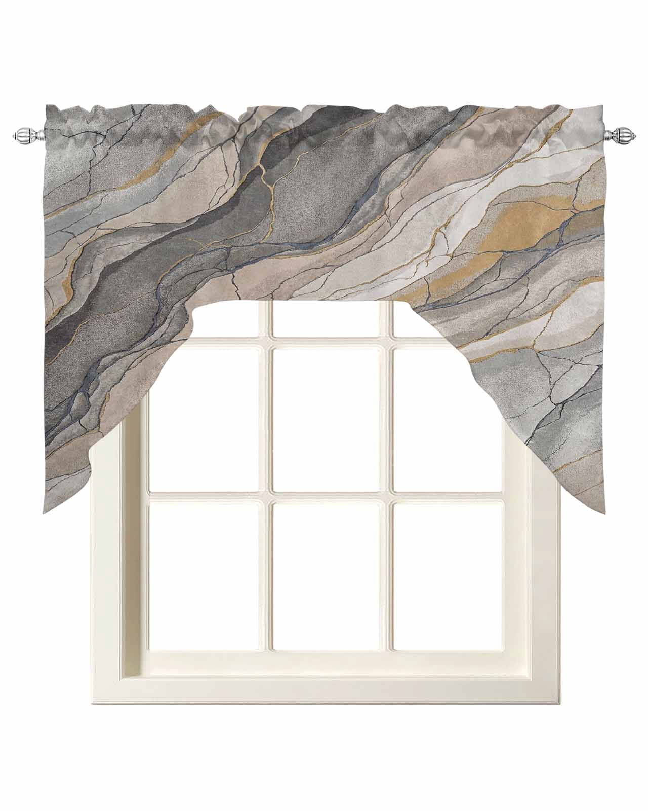 Abstract Rock Strata Swag Valance for Window, Industrial Style Layered ...