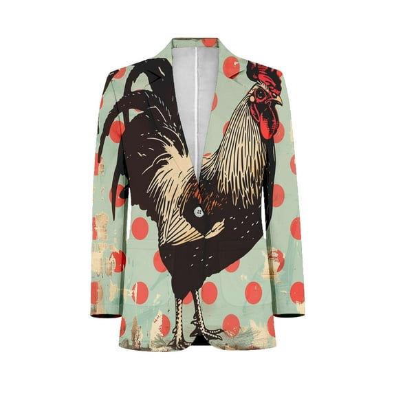 Abstract Rooster Polka Dots Men's Suit Blazer Casual Party Wear Slim ...