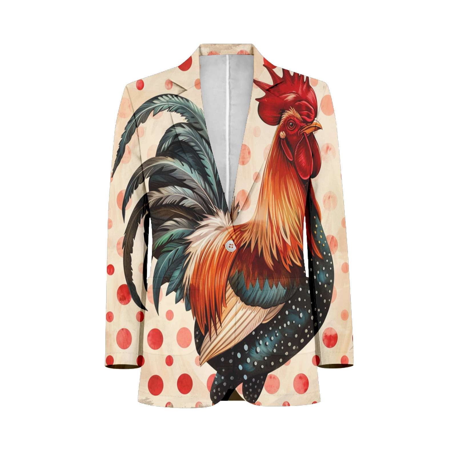 Abstract Rooster Polka Dots Men's Suit Blazer Casual Party Wear Slim ...