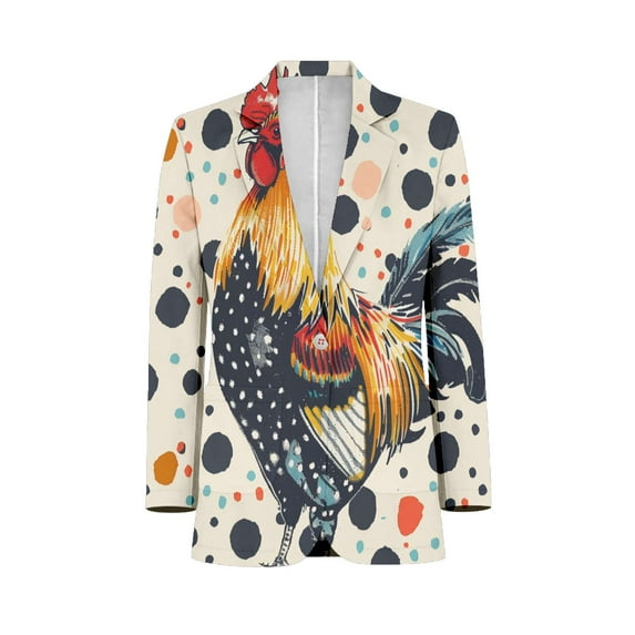 Abstract Rooster Polka Dots Men's Suit Blazer Casual Party Wear Slim ...