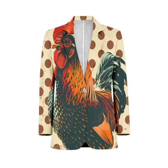 Abstract Rooster Polka Dots Men's Suit Blazer Casual Party Wear Slim ...