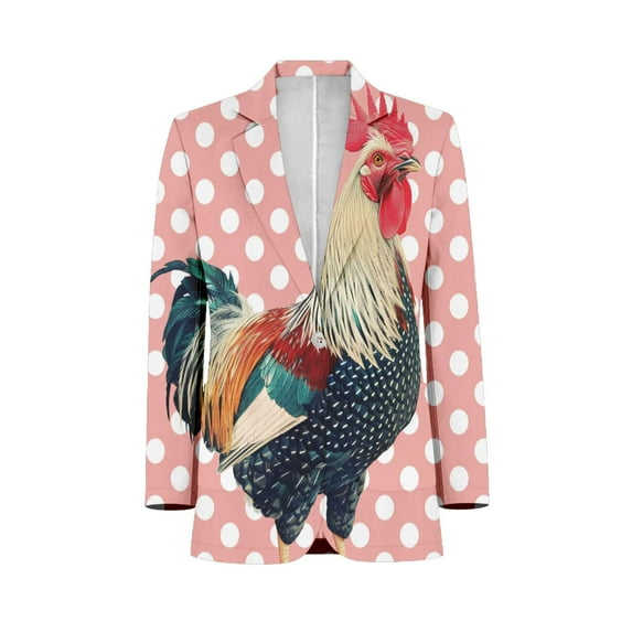 Abstract Rooster Polka Dots Men's Suit Blazer Casual Party Wear Slim ...