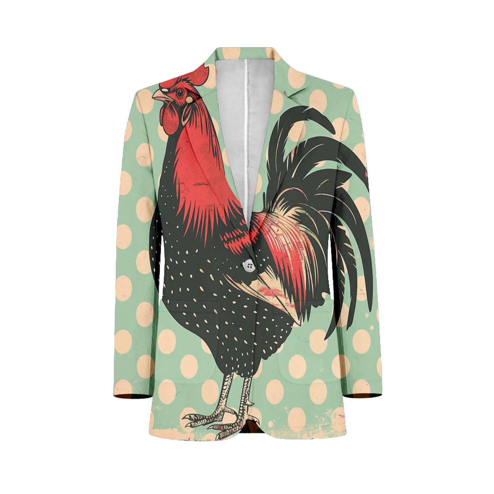 Abstract Rooster Polka Dots Mens Suits Shawl Collar Slim Fit Suit Mens ...