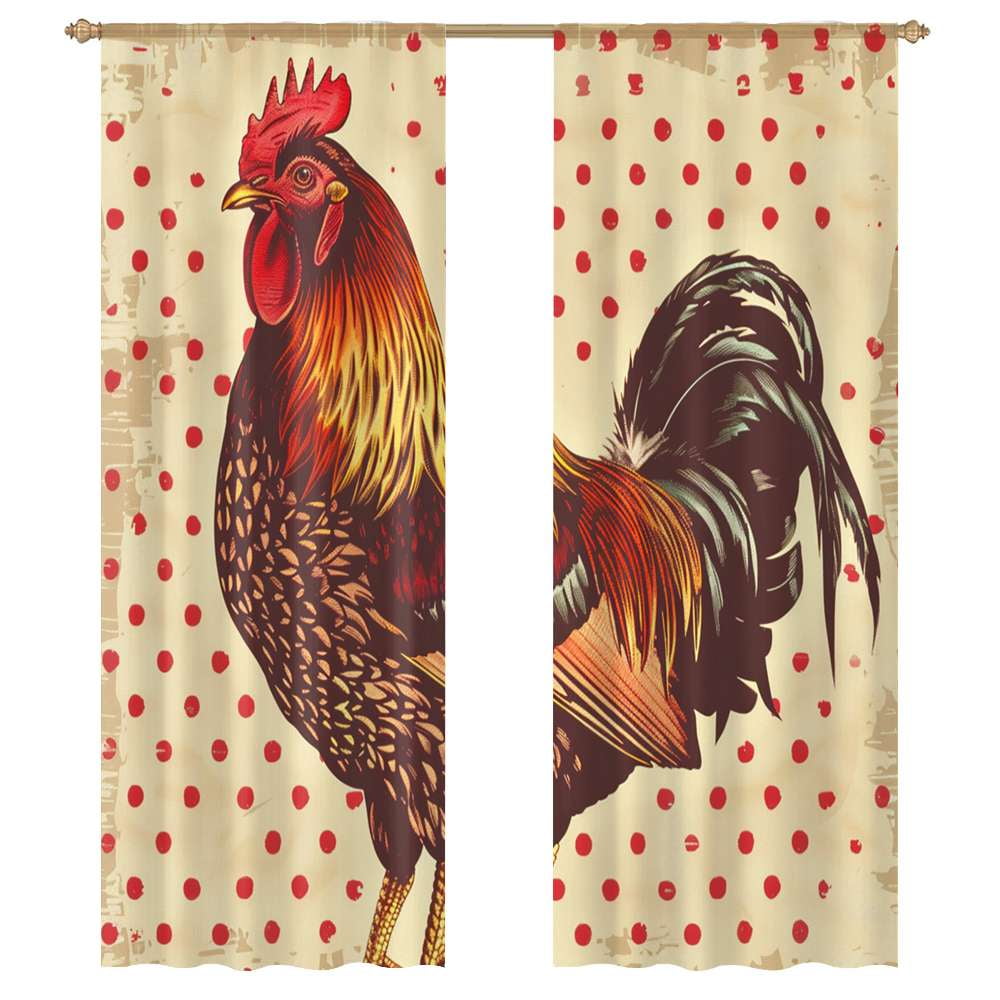 Abstract Rooster Polka Dots Sheer Window Curtains for Living Room ...