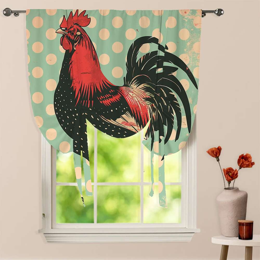 Abstract Rooster Polka Dots Window Curtain for Living Room Roman ...