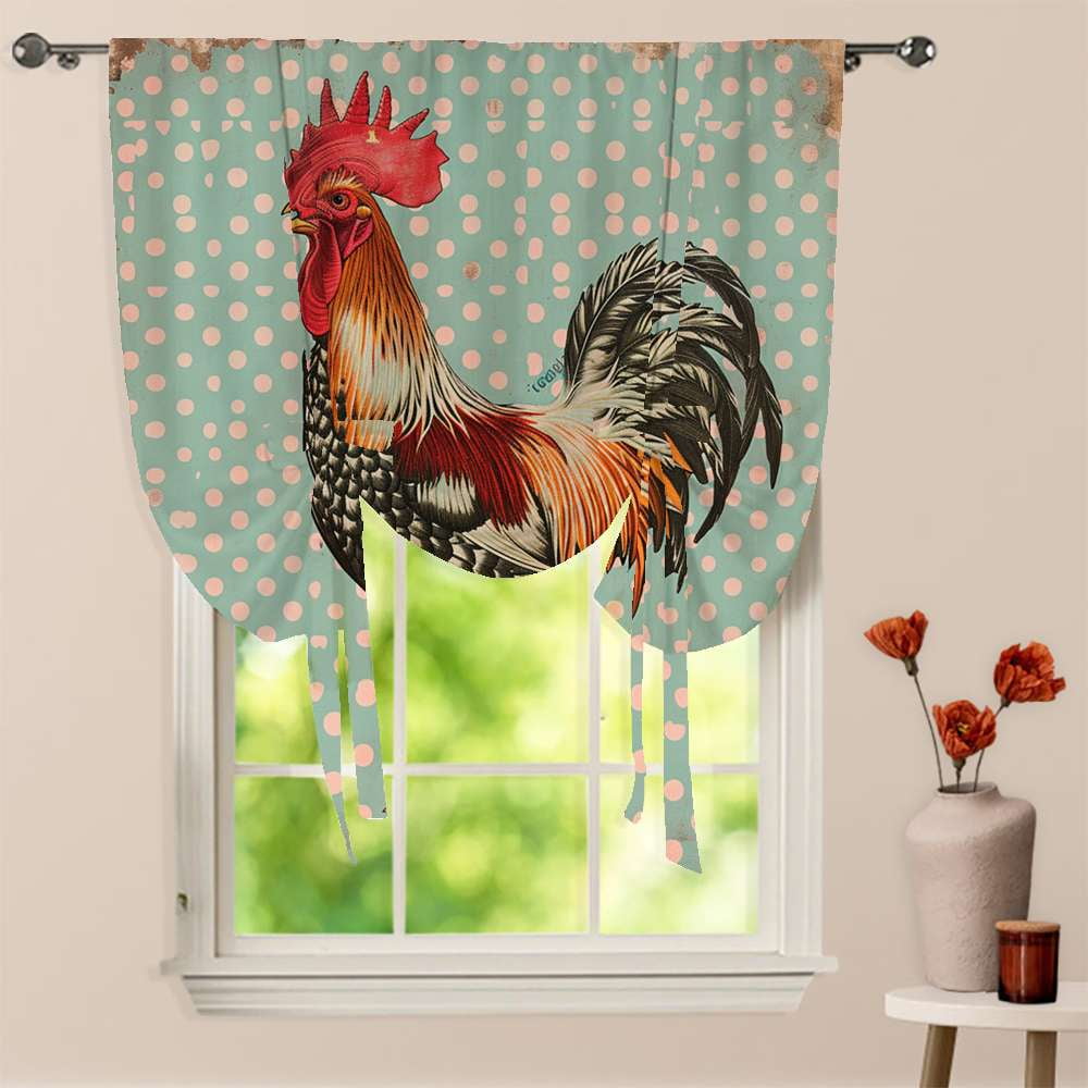 Abstract Rooster Polka Dots Window Curtain for Living Room Roman ...