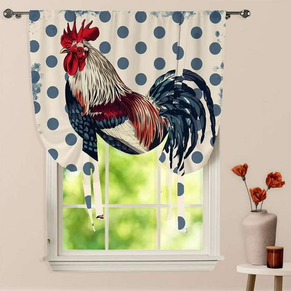 Abstract Rooster Polka Dots Window Curtain for Living Room Roman ...