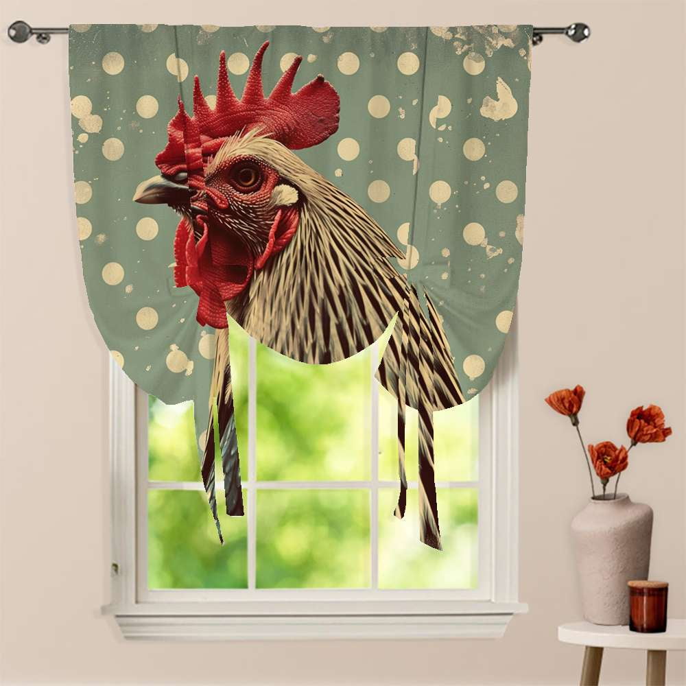 Abstract Rooster Polka Dots Window Curtain for Living Room Roman ...