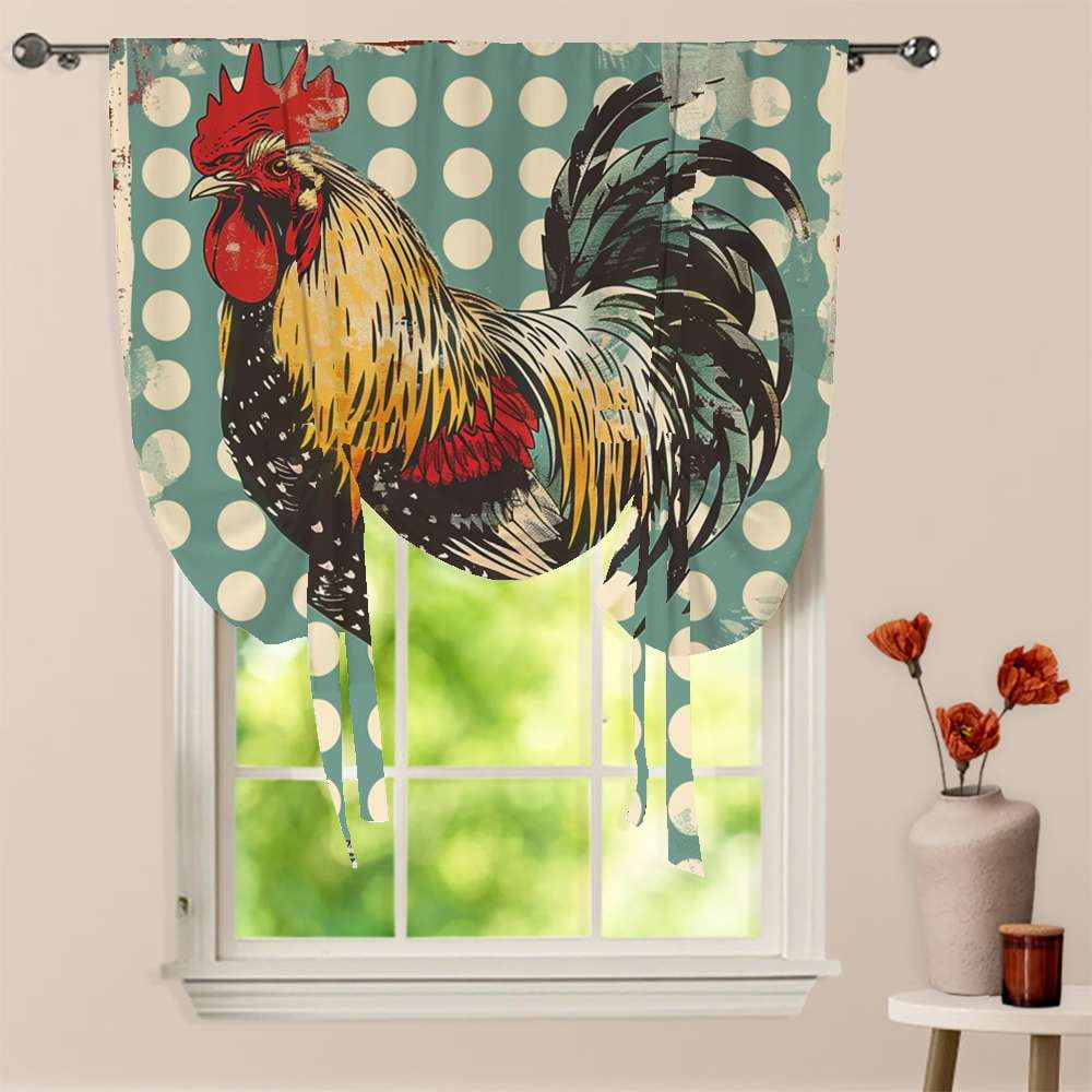 Abstract Rooster Polka Dots Window Curtain for Living Room Roman ...
